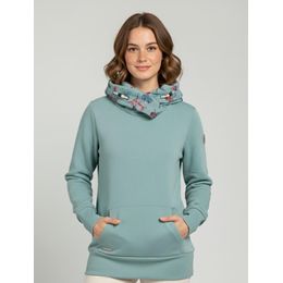 Sweatshirt Ragwear "ANGELLIKA FLOWERS O", Damen, Gr. L, gr&uuml;n (ice gr&uuml;n), Sweatware, Obermaterial: 90% Baumwolle, 10% Polyester, bedruckt, gemustert, normal, Rundhals, Rippb&uuml;ndchen, Sweatshirts Sweatshirt, mit Kapuze
