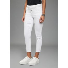 7/8-Jeans Bruno Banani, Damen, Gr. 34, N-Gr, wei&szlig;, Denim/Jeans, Obermaterial: 98% Baumwolle, 2% Elasthan, unifarben, Basic, skinny fit 7/8-L&auml;nge, Jeans, Skinny Fit, extra enger Beinverlauf, 7/8-L&auml;nge, mit Knopfleiste