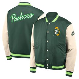Collegejacke Nike "Nike Collegejacke Green Bay Packers Nike Legacy Bomber Jacket", Damen, Gr. L, gr&uuml;n, Popeline;Jersey, 100% Polyester, Jacken Collegejacke
