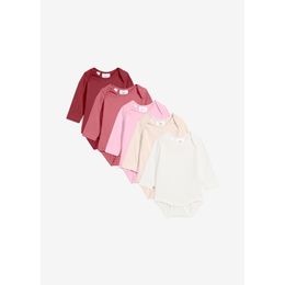 bonprix Langarmbodys aus reiner Bio-Baumwolle (5er Pack), rot, Gr.92/98, Baby Langarmbodys aus reiner Bio-Baumwolle im 5er Pack, aus 100% Baumwolle