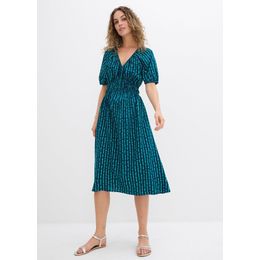 bonprix Midikleid aus softer Viskose, blau, Gr.44, weit geschnitten, mit tiefem Ausschnitt, aus Viskose