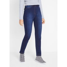 bonprix High Waist Jeggings aus leichter elastischer Thermoqualit&auml;t mit Bequembund, blau, Gr.46, Hochgeschnittene Stretch-Thermo-Tregging ist innen leicht angeraut, 70% Baumwolle