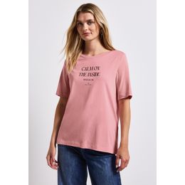Print-Shirt Street One, Damen, Gr. 34, blush peach, Web, 50% Baumwolle, 50% Modal, bedruckt, normal normal, Rundhals, B&uuml;ndchen, Shirts, im soften Baumwoll-Mix