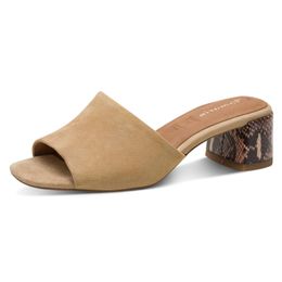 Pantolette Tamaris, Damen, Gr. 37, braun, Ziegenveloursleder, unifarben, Schuhe Pantolette, Blockabsatz, Businessschuh, Abendschuh mit Touch it-Ausstattung, Topseller