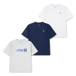 T-Shirt Hurley "CORE LOGO TEE 3PK HRLB-3K-9316", Jungen, Gr. L, grau heather, Obermaterial: 60% Baumwolle, 40% Polyester, Shirts T-Shirt, f&uuml;r Jugendliche, passgenauer Schnitt, pflegeleicht