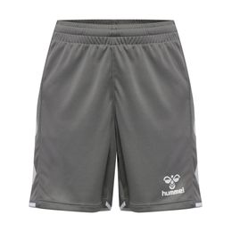 Trainingsshorts Hummel "HMLCORE 2.0 SHORTS KIDS", Jungen, Gr. 128, N-Gr, steel gray, wei&szlig;, Obermaterial: 100% Polyester, Hosen, leistungsf&auml;higes Material, feuchtigkeitsableitend, regul&auml;re Passform