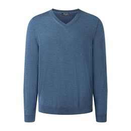 Strickpullover Maerz Muenchen "Maerz Muenchen 420400 Strickpullover Herren Bekleidung", Herren, Gr. 50, blau, 100% Wolle, V-Ausschnitt, Pullover Strickpullover