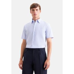 Businesshemd Seidensticker "Schwarze Rose", Herren, Gr. S (38), normale &Auml;rmell&auml;ngen, blau (mittelblau), 100% Baumwolle, kariert, tailored fit, Hemden, Shaped 1/2 Covered-Button-Down-Kragen Karo