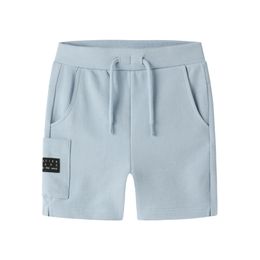 Sweatshorts name it "NMMVIVASSE LONG SWE SHORTS UNB", Jungen, Gr. 104, N-Gr, blau fog, Sweatware, Obermaterial: 100% Baumwolle, unifarben, regular fit kurz, Hosen Sweatshorts, Baumwolle, regular fit
