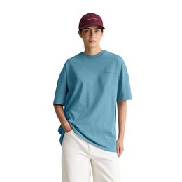 Marc O'Polo T-Shirt MARC O'POLO DENIM "aus Heavy Jersey", Damen, Gr. L, blau dawn, Obermaterial: 100% Baumwolle, bedruckt, Basic, oversize, Rundhals, Shirts T-Shirt