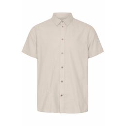!Solid Kurzarmhemd SOLID "Kurzarmhemd SDPete", Herren, Gr. L, N-Gr, beige (humus melange), Obermaterial: 60% Baumwolle CO. 40% Polyester PES., Hemden