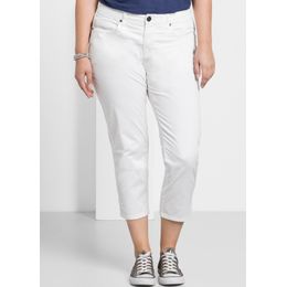 7/8-Hose sheego, Damen, Gr. 40, Normalgr&ouml;&szlig;en, wei&szlig;, 97% Baumwolle, 3% Elasthan, unifarben, Hosen 7/8-Hose