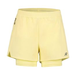 Trainingsshorts Rukka "Rukka Shorts Makela 2In1", Damen, Gr. 36, EURO-Gr&ouml;&szlig;en, pastelgelb, Stoff, 87% Polyester, 13% Elasthan, Hosen