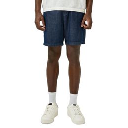 Shorts QS, Herren, Gr. L, N-Gr, dunkelblau, Web, Obermaterial: 100% Baumwolle, unifarben, normal kniefrei, Hosen Shorts, Jeansshort mit elastischem Bund