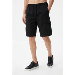 Jack & Jones Cargohose JACK & JONES "JPSTCOLE DYLAN CARGO SHORTS MID", Herren, Gr. L, N-Gr, schwarz, Web, Obermaterial: 98% Baumwolle, 2% Elasthan, unifarben, relaxed fit kn&ouml;chellang, Hosen Cargohose
