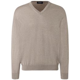 Strickpullover Maerz Muenchen "Maerz Muenchen 490400 Strickpullover Herren Bekleidung", Herren, Gr. 48, beige, 100% Wolle, V-Ausschnitt, Pullover Strickpullover
