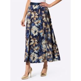 CR&Eacute;ATION L Webrock CREATION L, Damen, Gr. 36, beige (marine, champagner, bedruckt), 100% Polyester, bedruckt, gebl&uuml;mt, gemustert, mehrfarbig, lang, R&ouml;cke