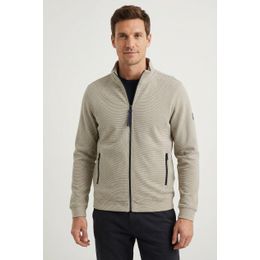 Sweatjacke Lerros "SELA", Herren, Gr. L, wei&szlig; (sanftes wei&szlig;), Sweatware, Obermaterial: 90% Baumwolle, 10% Polyester, unifarben, regular fit taillenbedeckt, ohne Ausschnitt, B&uuml;ndchen, Sweatjacken Sweatjacke, mit B&uuml;ndchen