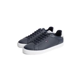 Sneaker Tommy Hilfiger "ICON COURT LIGHT LEATHER", Herren, Gr. 40, blau (dunkelblau), Leder, Lederimitat, Basic, Schuhe Sneaker, Freizeitschuh, Halbschuh, Schn&uuml;rschuh mit dezenten Ziern&auml;hten