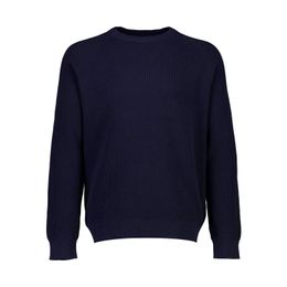 Strickpullover LINDBERGH "Strickpullover Relaxed Fit", Herren, Gr. L, navy, Obermaterial: 60% Baumwolle, 40% Polyester, unifarben, Rundhals, Pullover Strickpullover