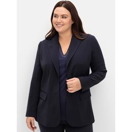 Jackenblazer sheego "Blazer", Damen, Gr. 56, blau (tiefblau), 100% Polyester, Blazer