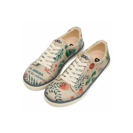 Sneaker DOGO "Classic Schn&uuml;rsneaker Plant Lady Damen Sneaker", Damen, Gr. 36, Normalschaft, bunt (natur), Lederimitat, Schuhe Skaterschuh Schn&uuml;rschuh Sneaker low, Handgefertigt