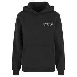Kapuzensweatshirt MISS TEE "Miss Tee Always Trust Your Heart Ladies Fluffy Hoody", Damen, Gr. L, schwarz, 70% Baumwolle, 30% Polyester, bedruckt, Sweatshirts