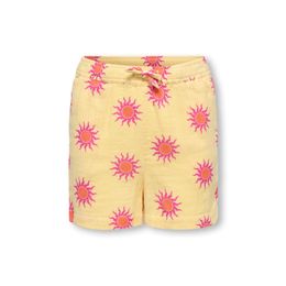 Bermudas KIDS Only "KOGTARA LIFE AOP SHORTS CS ZA WVN", M&auml;dchen, Gr. 122, N-Gr, sunlight aop:soleil, Web, Obermaterial: 100% Baumwolle, bedruckt, Basic ca. Mitte Oberschenkel, Hosen Bermudas