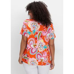 T-Shirt sheego by Joe Browns "T-Shirt", Damen, Gr. 44/46, orange (hummer, gemustert), 95% Viskose, 5% Elasthan, gemustert, Rundhals, Shirts T-Shirt
