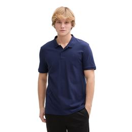 Poloshirt Tom Tailor Denim, Herren, Gr. L, blau (dunkelblauberry), Piqu&eacute;, Obermaterial: 100% Baumwolle, unifarben, regular fit taillenbedeckt, gerader Abschluss, Shirts