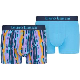 Boxershorts Bruno Banani "Retro Pants", Herren, Gr. S, print, aqua, Single Jersey, Obermaterial: 93% Baumwolle, 7% Elasthan, gemustert, unifarben, k&ouml;rpernah, Unterhosen, mit stylischen Mustern
