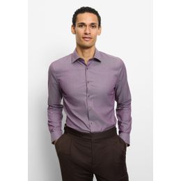 Businesshemd OLYMP "OLYMP No. Six, super slim, New York Kent", Herren, Gr. 39, Normaler Arm, lila (aubergine), 100% Baumwolle, Hemden