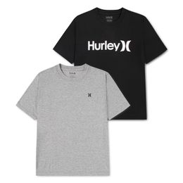 T-Shirt Hurley "CORE LOGO TEE 2PK HRLB-2K-9304", Jungen, Gr. L, dunkelgrau hea, Obermaterial: 60% Baumwolle, 40% Polyester, Shirts T-Shirt, bequeme Passform, f&uuml;r Jugendliche, pflegeleicht