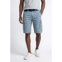 Cargoshorts PETROL INDUSTRIES "Men Shorts Cargo", Herren, Gr. L (40), N-Gr, marble blau, Web, Obermaterial: 100% Baumwolle, unifarben, regular fit knielang, Hosen, mit G&uuml;rtel