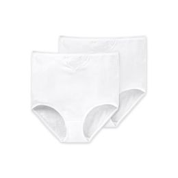 Maxislip Schiesser "Cotton Essentials", Damen, Gr. 50, wei&szlig;, Feinripp, Obermaterial: 100% Baumwolle, bequem, Unterhosen, mit zarten Stickerei-Motiven
