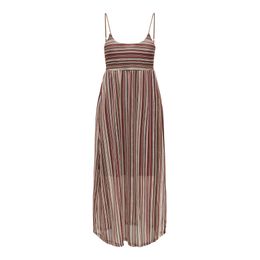 Spaghettikleid Only "ONLSANDY LONG DRESS JRS", Damen, Gr. L, N-Gr, chocolate martini pattern:wei&szlig; brick rot comb (sandy), Jersey, Obermaterial: 98% Polyester, 2% Elasthan, gemustert, regular fit lang, V-Ausschnitt, Kleider, Materialmix, regular fit, V-Ausschnitt