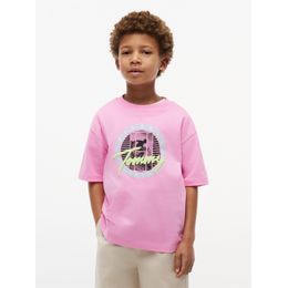 T-Shirt Tommy Hilfiger, Jungen, Gr. 3 (98), pink daisy, Single Jersey, Obermaterial: 100% Baumwolle, unifarben, regular fit normal, Rundhals, abgesteppte Kante, Shirts T-Shirt, f&uuml;r Kinder bis 16 Jahre, Regular Fit, cooler Druck