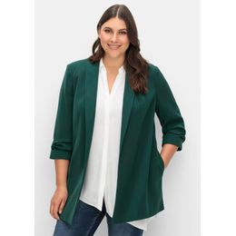 Longblazer sheego "Longblazer", Damen, Gr. 48, gr&uuml;n (tiefgr&uuml;n), 100% Polyester, Blazer Longblazer