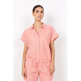 Kurzarmbluse soyaconcept "SC-FELICE 2", Damen, Gr. L, bittersweet combi, Web, Obermaterial: 100% Baumwolle, gestreift, normal, V-Ausschnitt, Blusen, Baumwolle