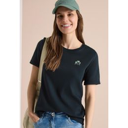 Kurzarmshirt Cecil, Damen, Gr. M (40), palm breeze gr&uuml;n, Jersey, Obermaterial: 100% Baumwolle, bestickt, normal h&uuml;ftbedeckend, Rundhals, abgesteppte Kante, Shirts, Sommershirt mit Stickerei