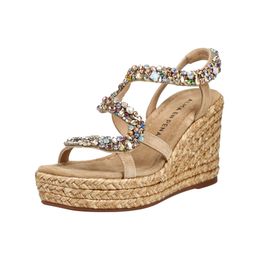 Keilsandalette Alma en Pena "Alma en Pena Sandalen Veloursleder/Textil", Damen, Gr. 37, sand, Textil, Veloursleder, Schuhe