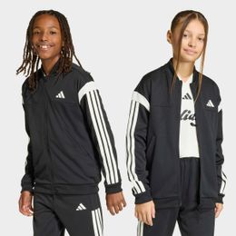 Trainingsjacke adidas Sportswear "J HOT TTOP", M&auml;dchen, Gr. 152, schwarz, sanftes wei&szlig;, sanftes wei&szlig;, Obermaterial: 100% Polyester, Jacken Trainingsjacke