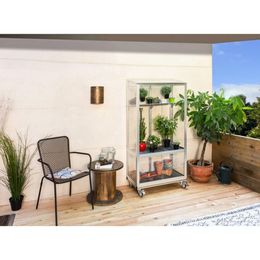 Vitavia Balkon-Gew&auml;chshaus 'Polis 350' 80,8 x 42,3 cm mit 3 mm Sicherheitsglas aluminiumfarben