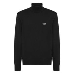 Rollkragenpullover Philipp Plein "Rollkragenpullover", Herren, Gr. L, 02, schwarz, Obermaterial: 80% Baumwolle, 20% Wolle, Pullover Rollkragenpullover