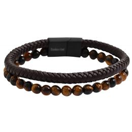 Adelia&acute;s Edelstahlarmband ADELIA&acute;S "Unisex Armband aus Edelstahl mit Tigerauge" Gr. 21, braun schwarz, Armb&auml;nder, Damen, 21, Edelstahl, Edelstahlarmband