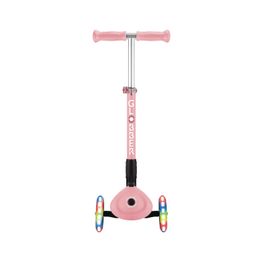 Globber JUNIOR FOLDABLE LIGHTS &ndash; Tretroller, 120/80 mm, ABEC 9, 3-r&auml;drig, LED-Leuchtrollen, pastellrosa