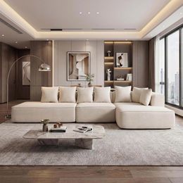 Sofa-Garnitur MCW-Q28, L-Sofa Couch Loungesofa, Stoff Chenille (270 g/m&sup2;) Liegefl&auml;che rechts 60x310x150cm ~ creme