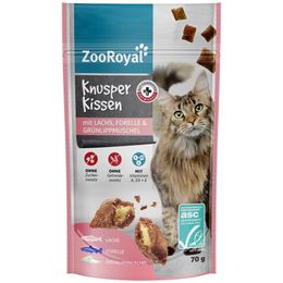 ZooRoyal Katzensnack 'Knusperkissen Lachs, Forelle, Muschel' 70 g