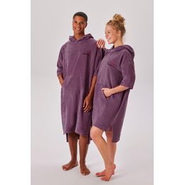 Badeponcho Kangaroos "Summer, ideal f&uuml;r Sauna, Spa & im Urlaub, Damen & Herren" Gr. S, mauve, S/M, Baumwolle, Hausm&auml;ntel, Surfponcho, mit Bauchtasche, 100% Baumwolle, Frottee, Topseller