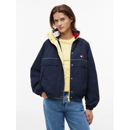 Windbreaker Tommy Jeans "TJW COLORBLOCK WINDBREAKER", Damen, Gr. L (42/44), blau (schwarz night navy), Web, Obermaterial: 100% Nylon, unifarben mit Farbeinsatz, normal, Jacken Windbreaker, Kunstfaser, elastische B&uuml;ndchen, verdeckter Rei&szlig;verschluss